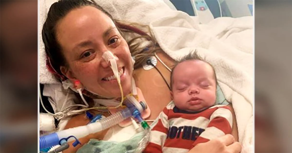 Mom on life support makes amazing recovery, meets her baby after birth ...
