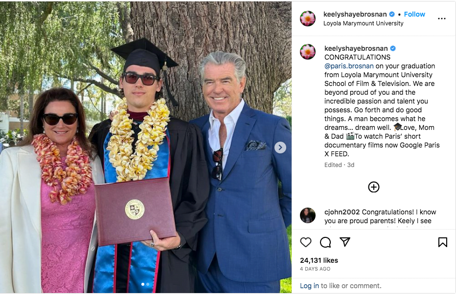 Pierce Brosnan and Keely Shaye Smith get emotional over youngest son’s ...